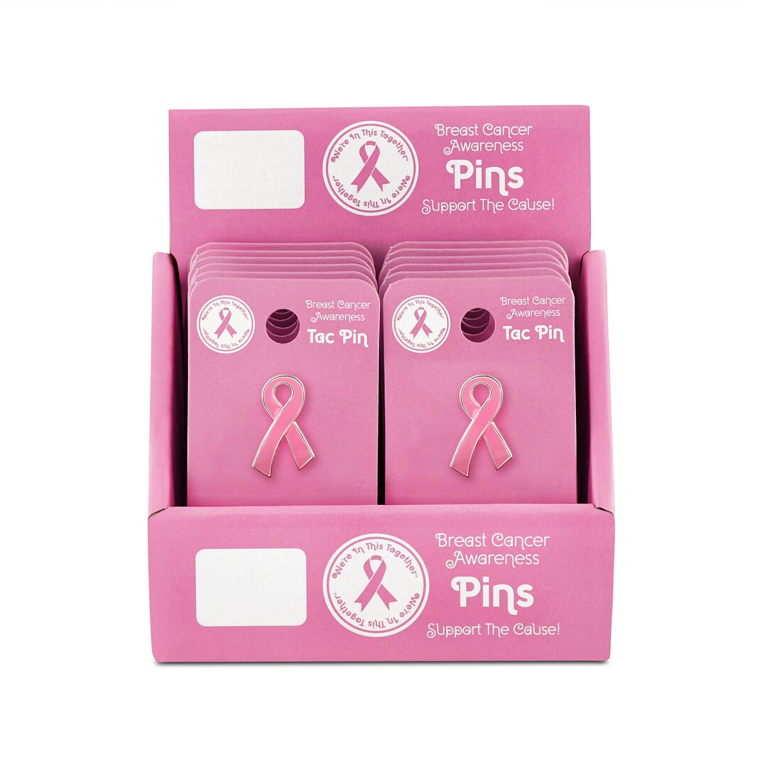 Large Pink Ribbon Pin Counter Display Breast Cancer Awareness Large ...