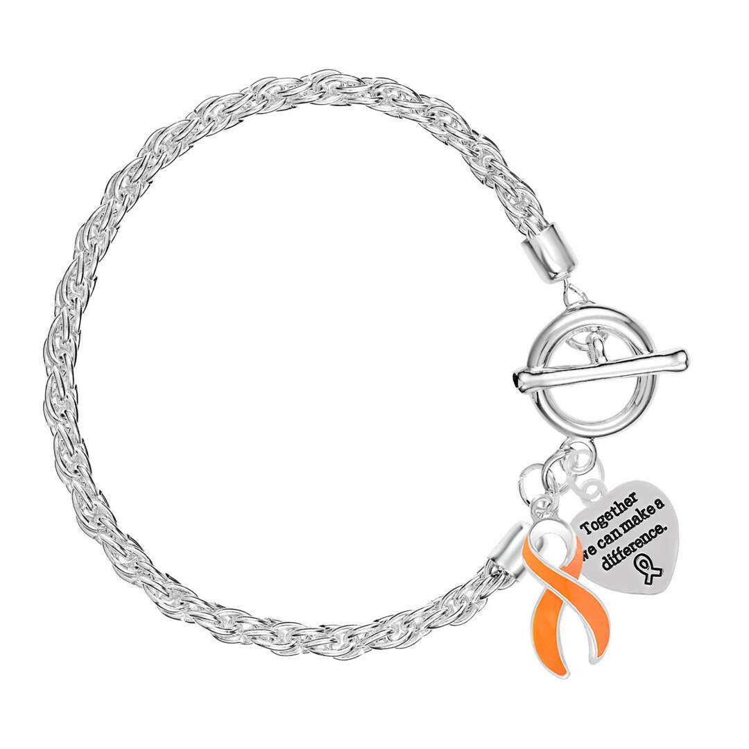 Orange Ribbon Awareness Rope Style Bracelets for Leukemia, Multiple ...