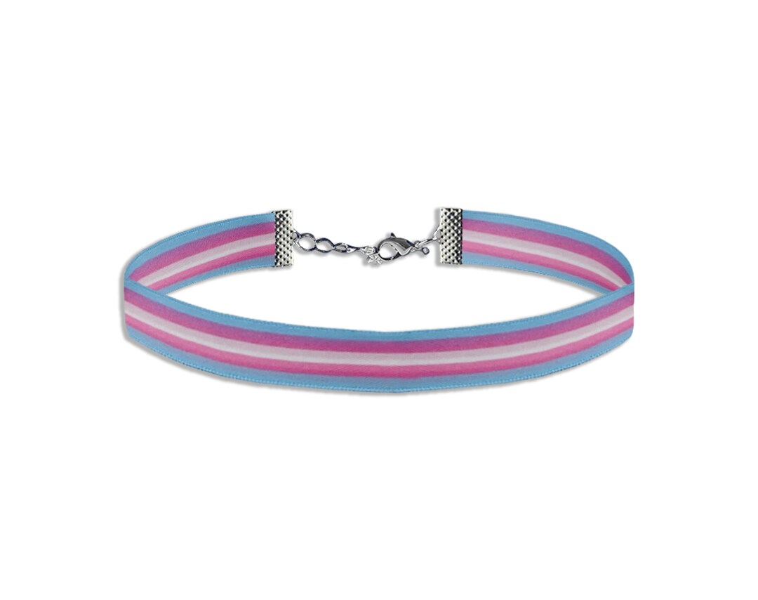 Transgender Flag Striped Choker Necklace With Extender Perfect for Gay ...