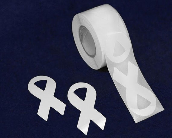 250 Large White Ribbon Stickers for Lung Cancer Bone Cancer - Etsy