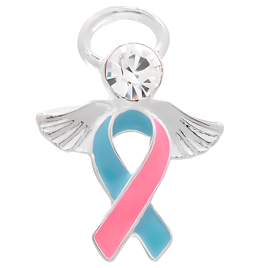 Angel Pink & Blue Ribbon Pins for SIDS, Pregnancy Loss, Infant Death ...