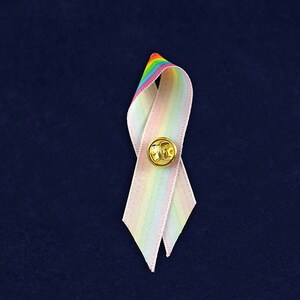 Satin Rainbow Striped Ribbon Pins, Inexpensive Gay Pride Pins for Pride ...