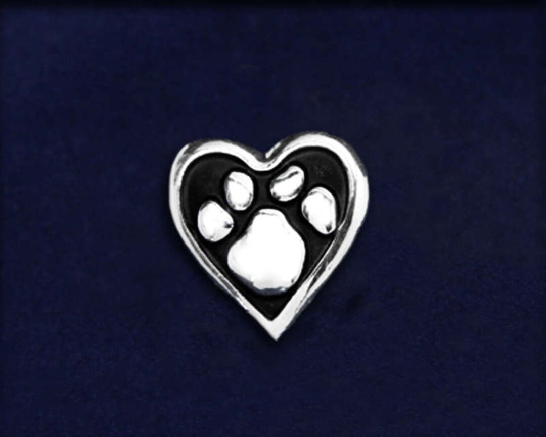 Paw Print Heart Tac Pins for Animal Rescue Fundraising, Animal Lovers ...