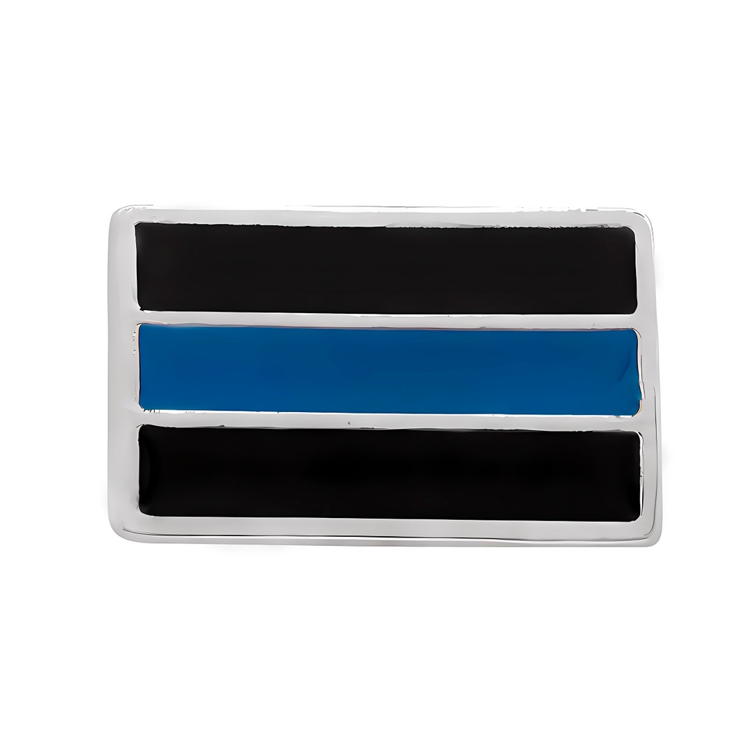 Rectangle Police Law Enforcement Blue Line Pins, Blue With Black Line ...