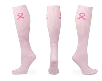 Custom Pink Ribbon Socks and Sleeves Set, Great for Breast Cancer ...
