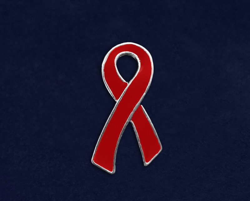 Large Flat Red Ribbon Pins for AIDS HIV Heart Awareness Red - Etsy