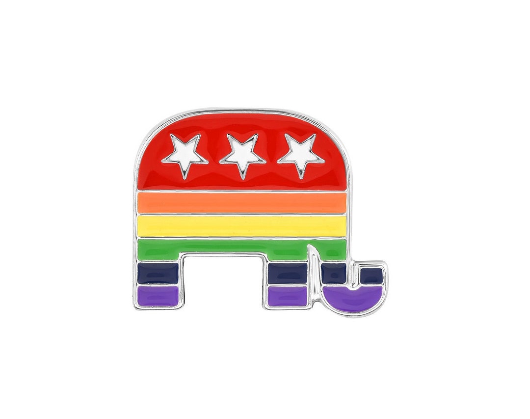 Republican Elephant Rainbow Pride Pins Rainbow Striped - Etsy