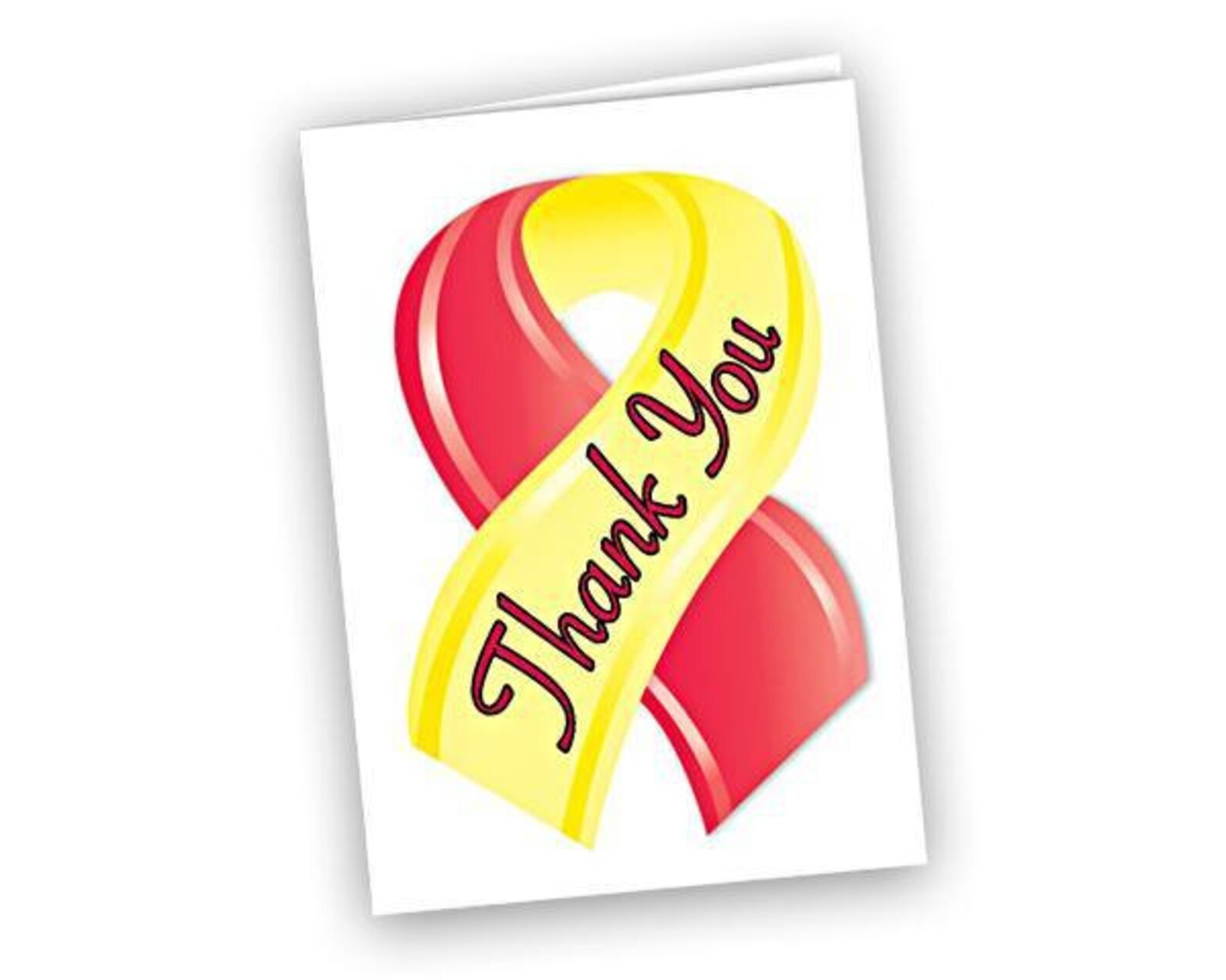 Small Red & Yellow Ribbon Thank You Cards - Etsy