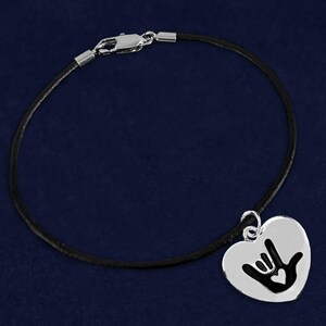 Deaf Awareness Heart Charm Black Cord Bracelets - Etsy