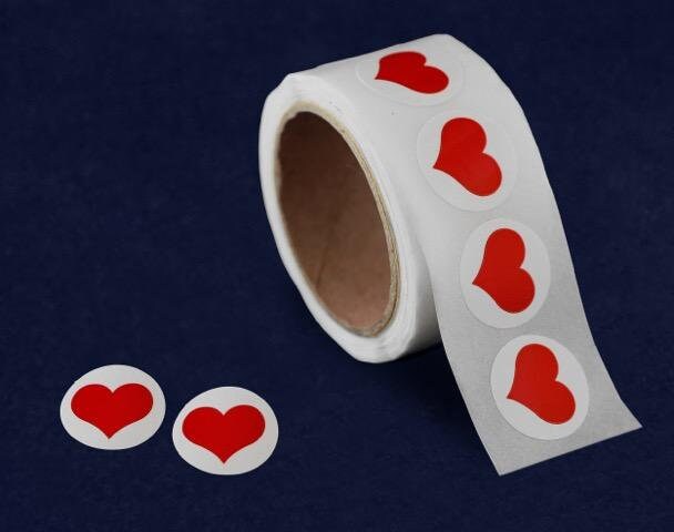 250 Small 3/4 Inch Round Red Heart Stickers for Valentines - Etsy
