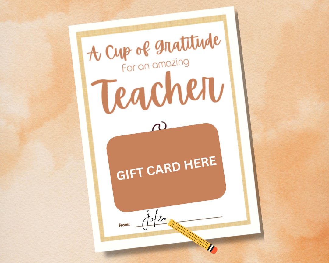 Teacher Gift Card Holder, Printable Teacher Appreciation Gift Card ...