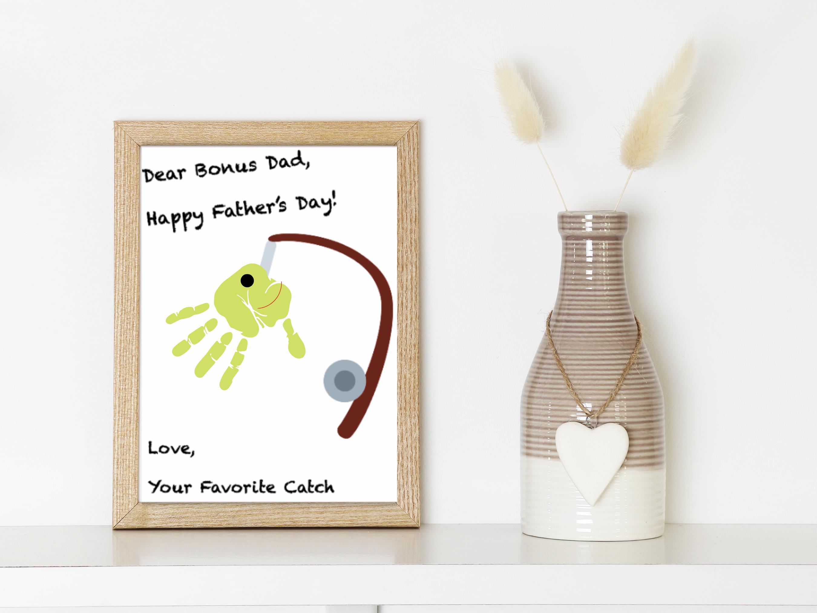 Happy Father's Day Fishing Handprint Craft Printable, Wall Art, Father ...