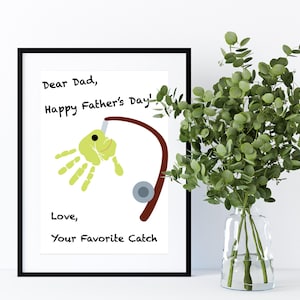 Happy Father's Day Fishing Handprint Craft Printable, Wall Art, Father ...