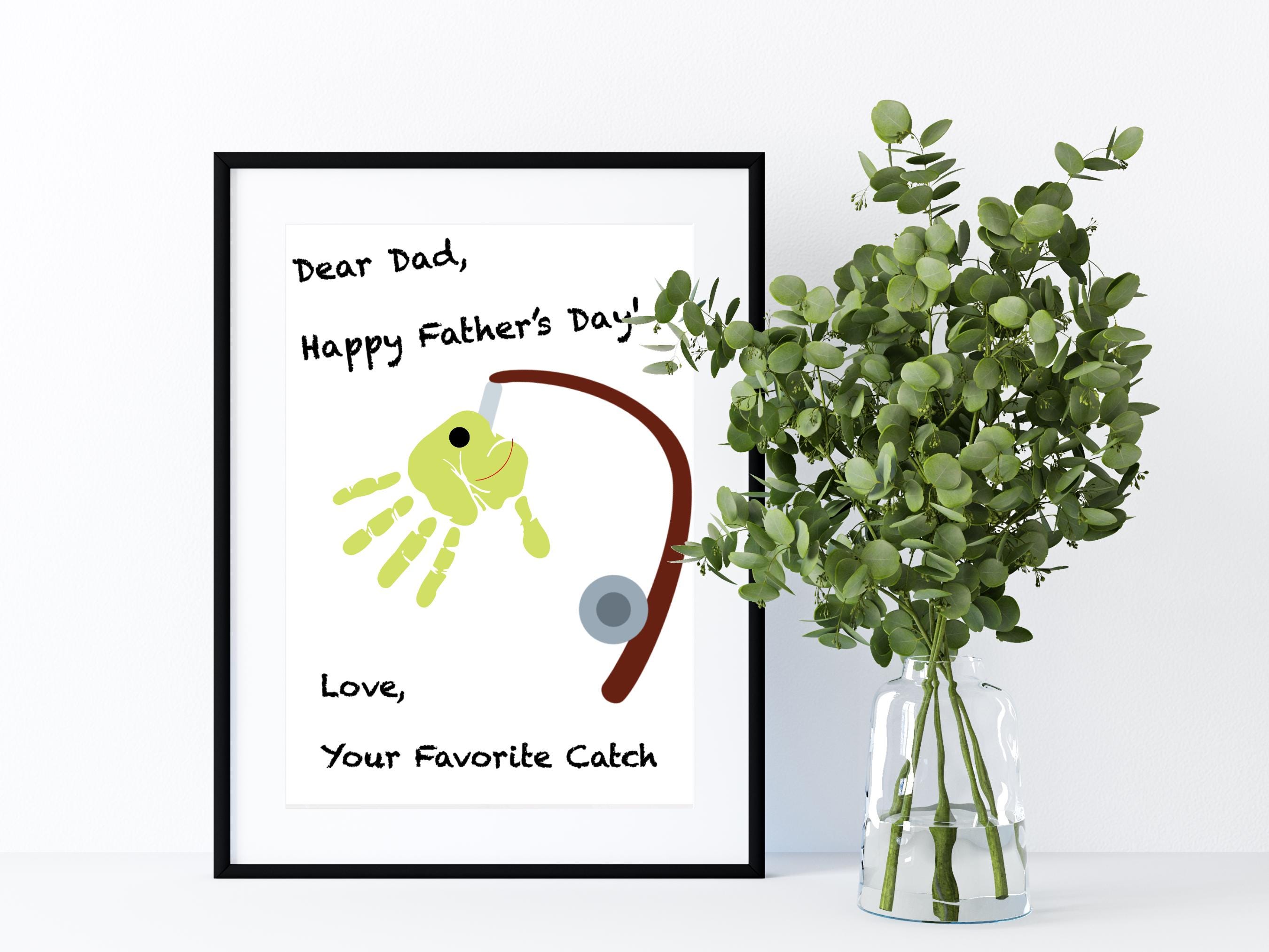 Happy Father's Day Fishing Handprint Craft Printable, Father's Day Gift ...