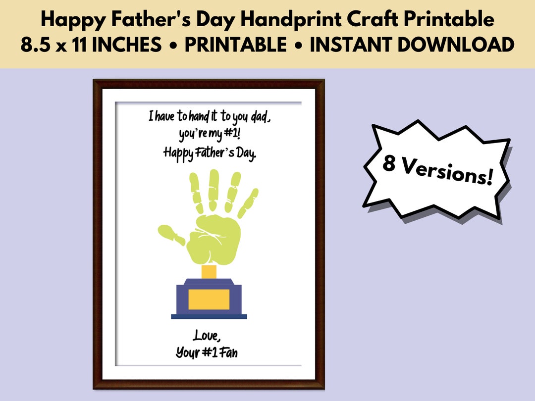 Buy Happy Father's Day Trophy Handprint Craft Printable, Wall Art ...