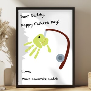 Happy Father's Day Fishing Handprint Craft Printable, Wall Art, Father ...