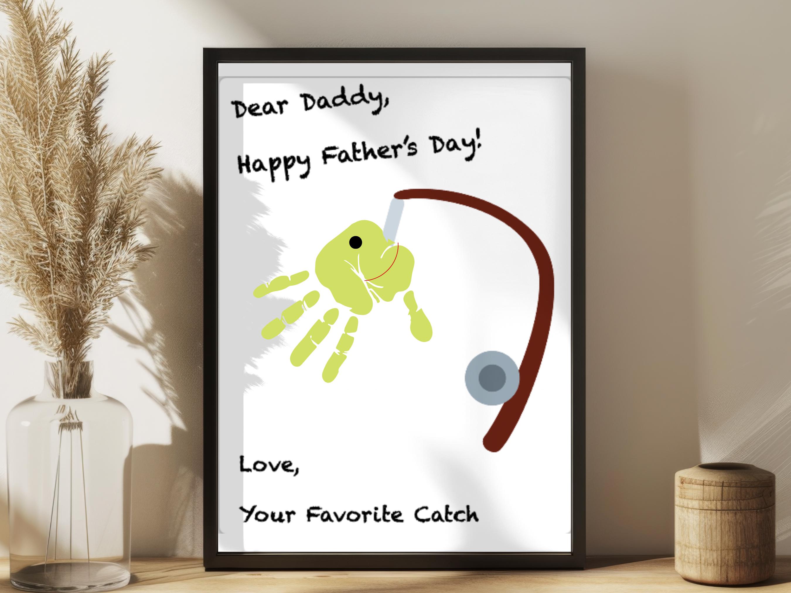 Happy Father's Day Fishing Handprint Craft Printable, Father's Day Gift ...