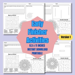 10 Educational Printable Activity Puzzle Coloring Writing Drawing Mat ...
