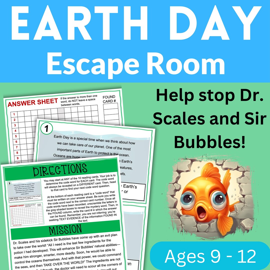 Earth Day Escape Room for Kids, Earth Day Activity, Escape Room Game ...