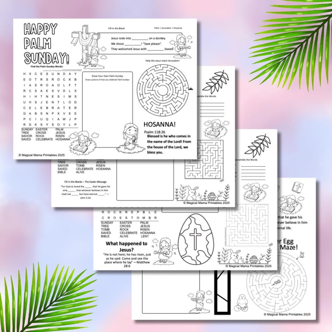 4 Christian Easter Activity Placemat Printables,instant Download Easter ...