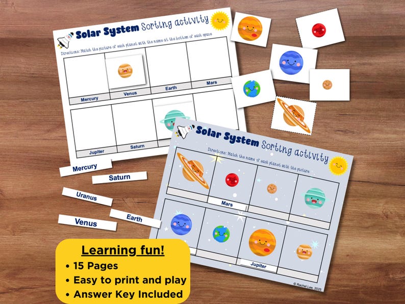 Solar System Sorting Activity,printable Space Game,printable Sorting ...