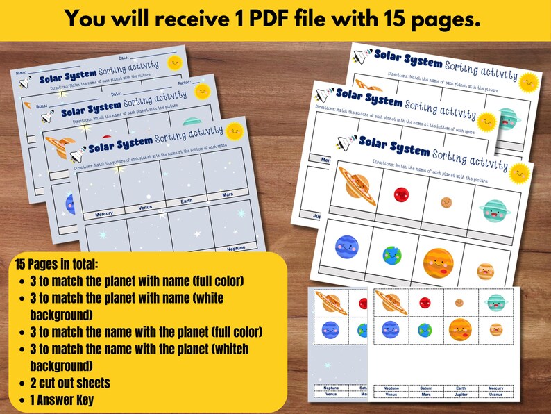 Solar System Sorting Activity,printable Space Game,printable Sorting ...