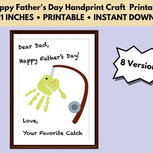 Happy Father's Day Fishing Handprint Craft Printable, Wall Art, Father ...