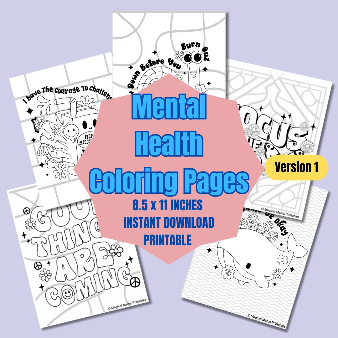 10 Mental Health Coloring Pages Motivational Coloring Anxiety Relief ...