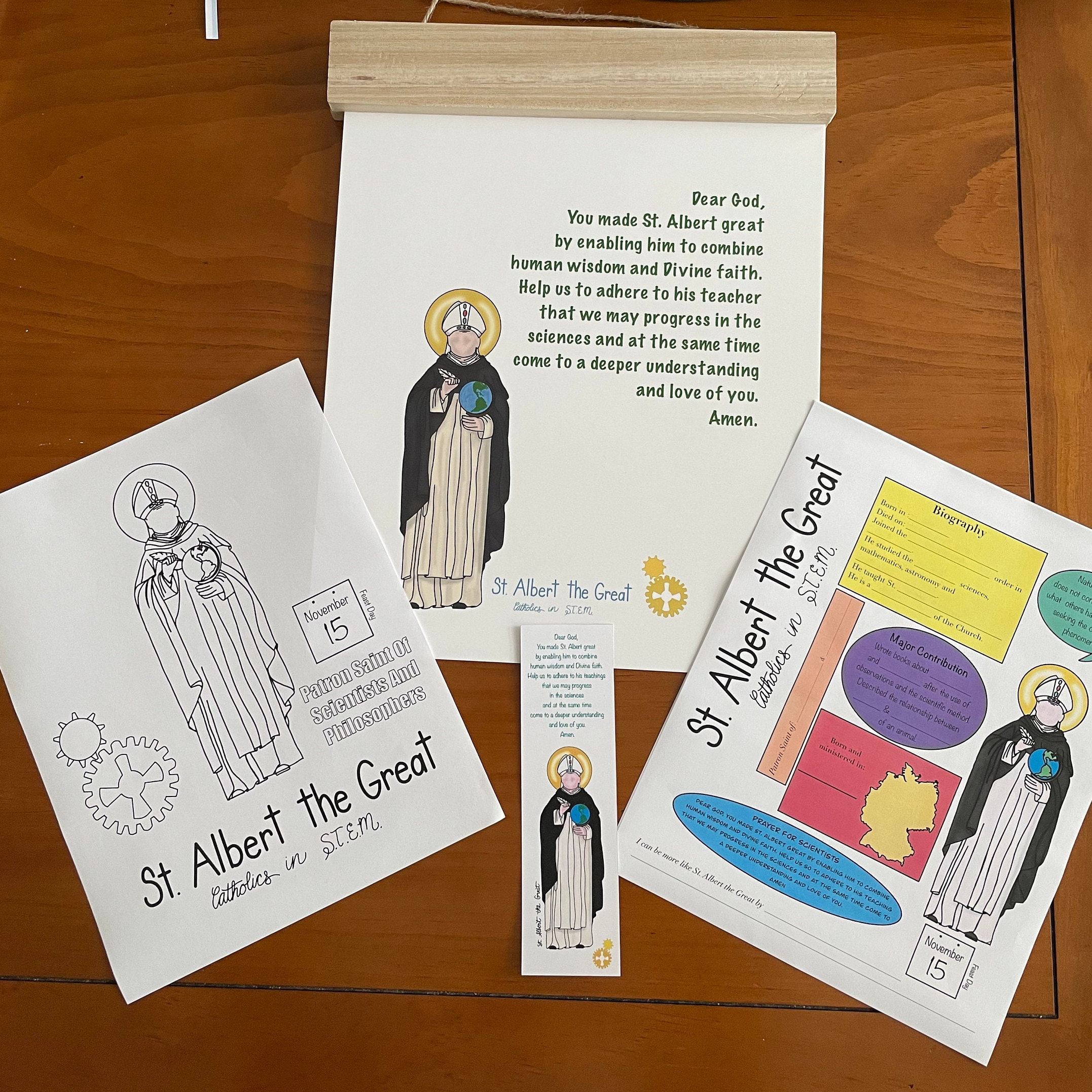 St. Albert the Great Bookmark | Patron Saint of Scientists (digital ...