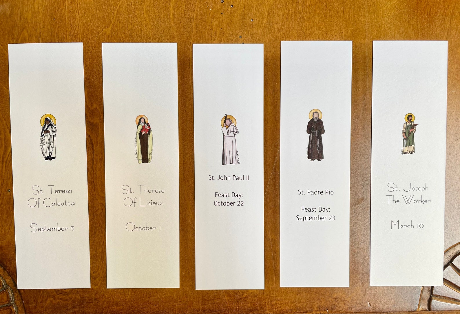 Saint Bookmarks St. Teresa, St. Therese, St. John Paul II, St. Padre ...