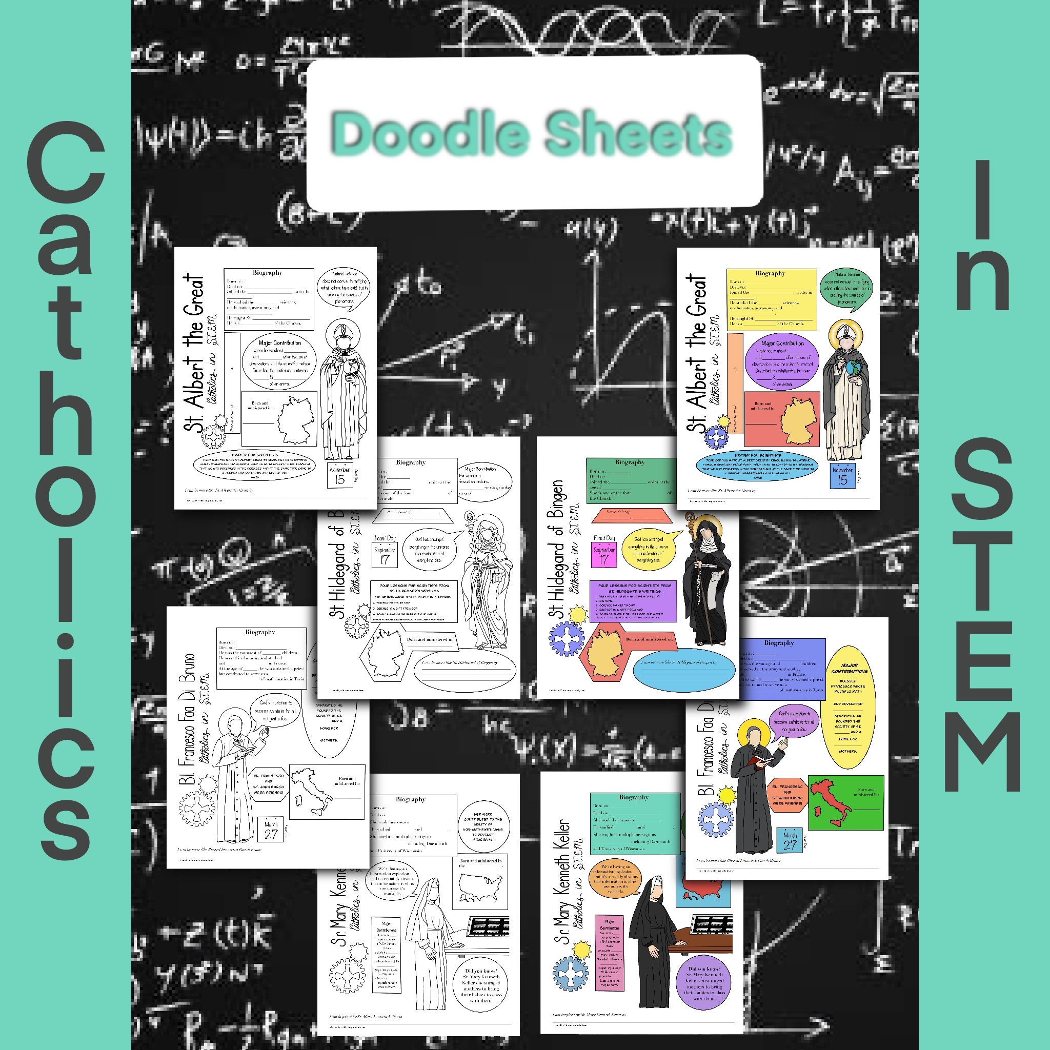 Catholics in STEM Bundle Doodle Notes | Homeschool Resource | Catholic ...