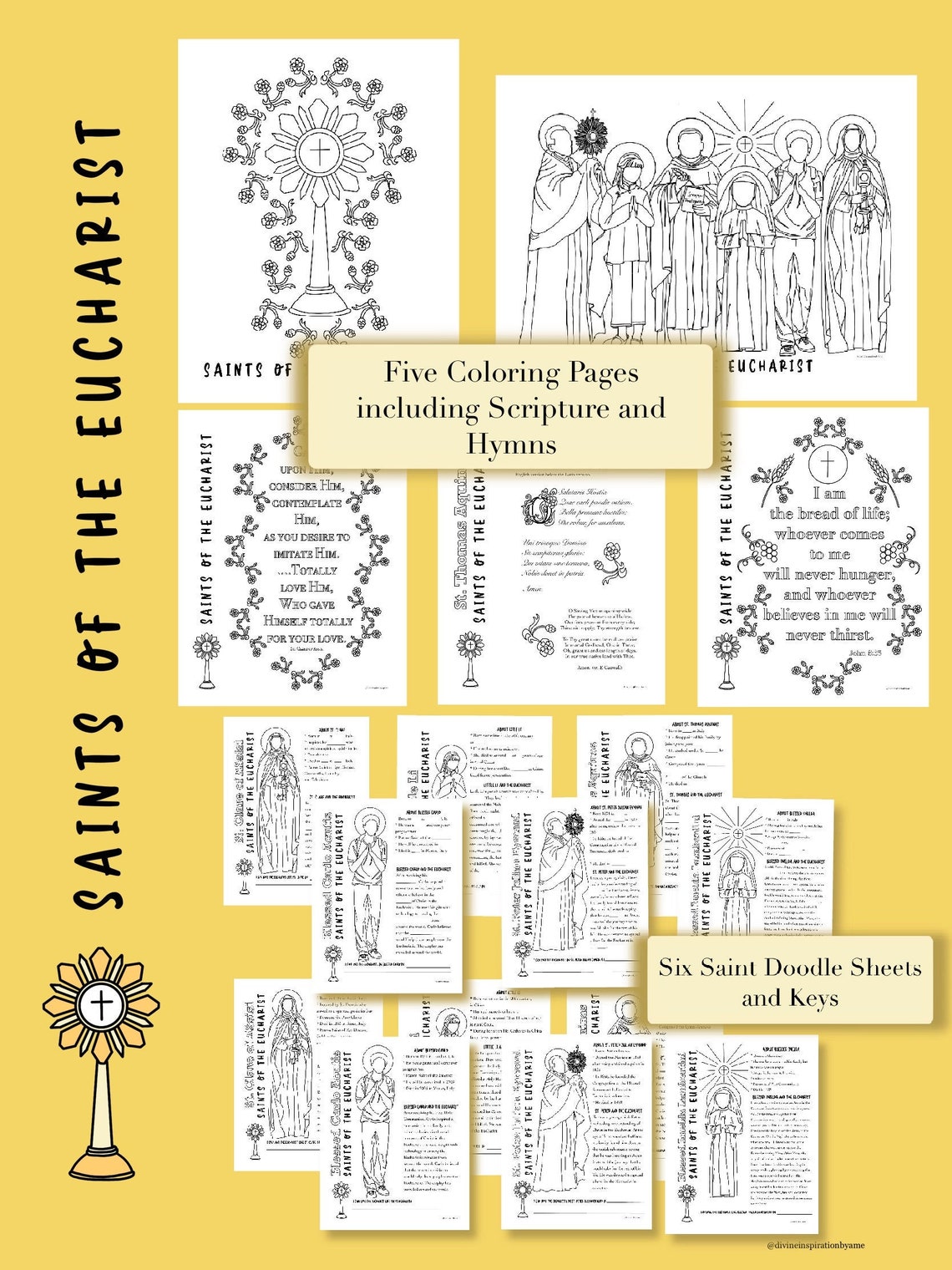 Eucharistic Saints Collection Doodle Sheets | Homeschool Resource ...