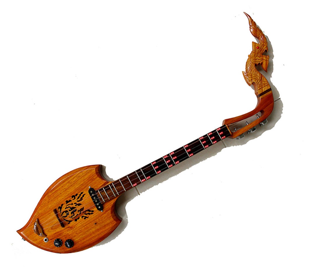 Isarn Acoustic Electric Phin 3 Strings, Thai Lao Guitar Musical ...