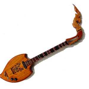 Isarn Acoustic Electric Phin 3 Strings, Thai Lao Guitar Musical ...