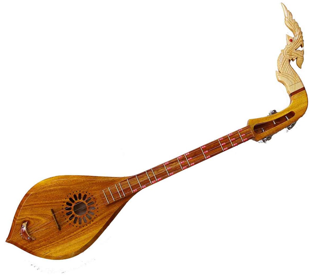 Isarn Acoustic Phin 3 Strings, Thai Lao Guitar Musical Instrument ...