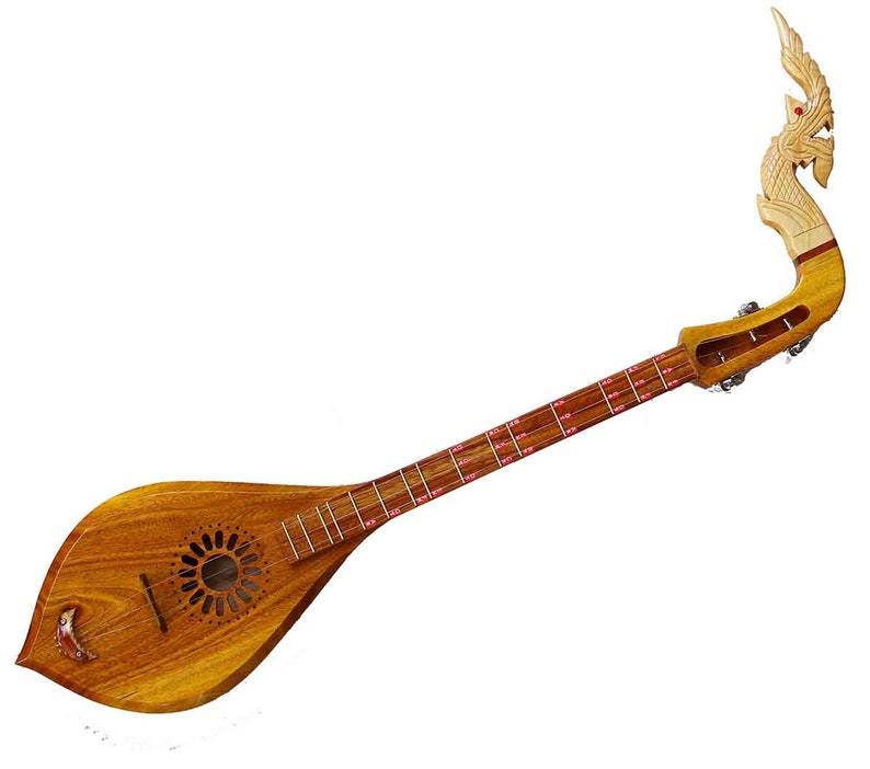 Isarn Acoustic Phin 3 Strings, Thai Lao Guitar Musical Instrument ...