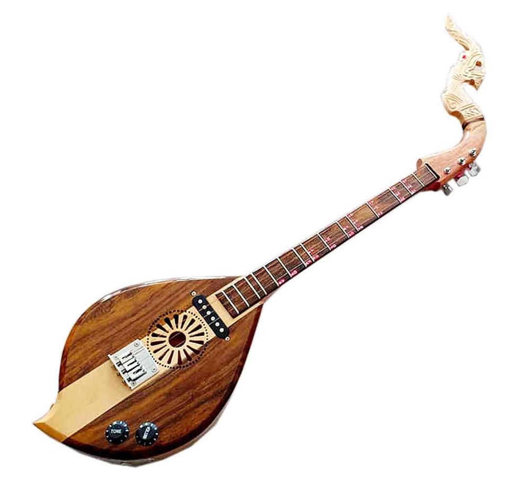 Isarn Acoustic Electric Phin 3 Strings, Thai Lao Guitar Musical ...