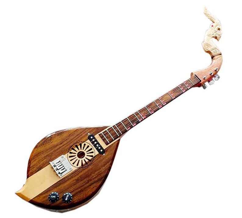 Isarn Acoustic Electric Phin 3 Strings, Thai Lao Guitar Musical ...