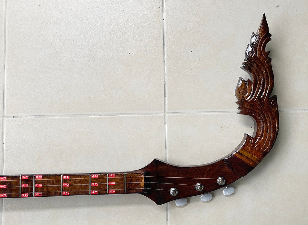 Isarn Acoustic Electric Phin 3 Strings, Thai Lao Guitar Musical ...