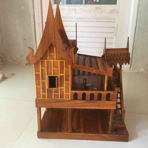 Handcrafted Thai House Model in Teak Wood, Traditional Thai ...