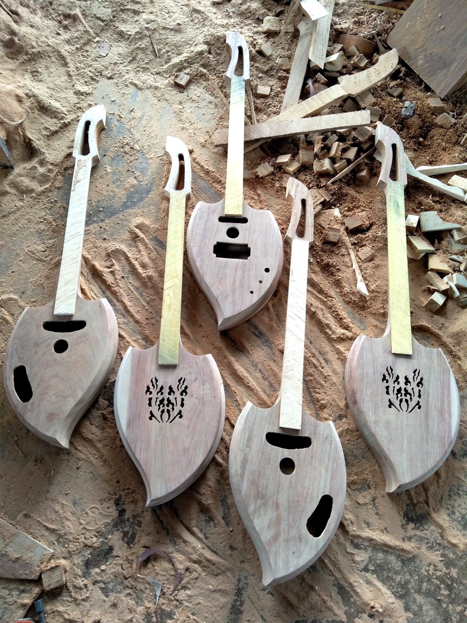 Isarn Acoustic Electric Phin 3 Strings, Thai Lao Guitar Musical ...