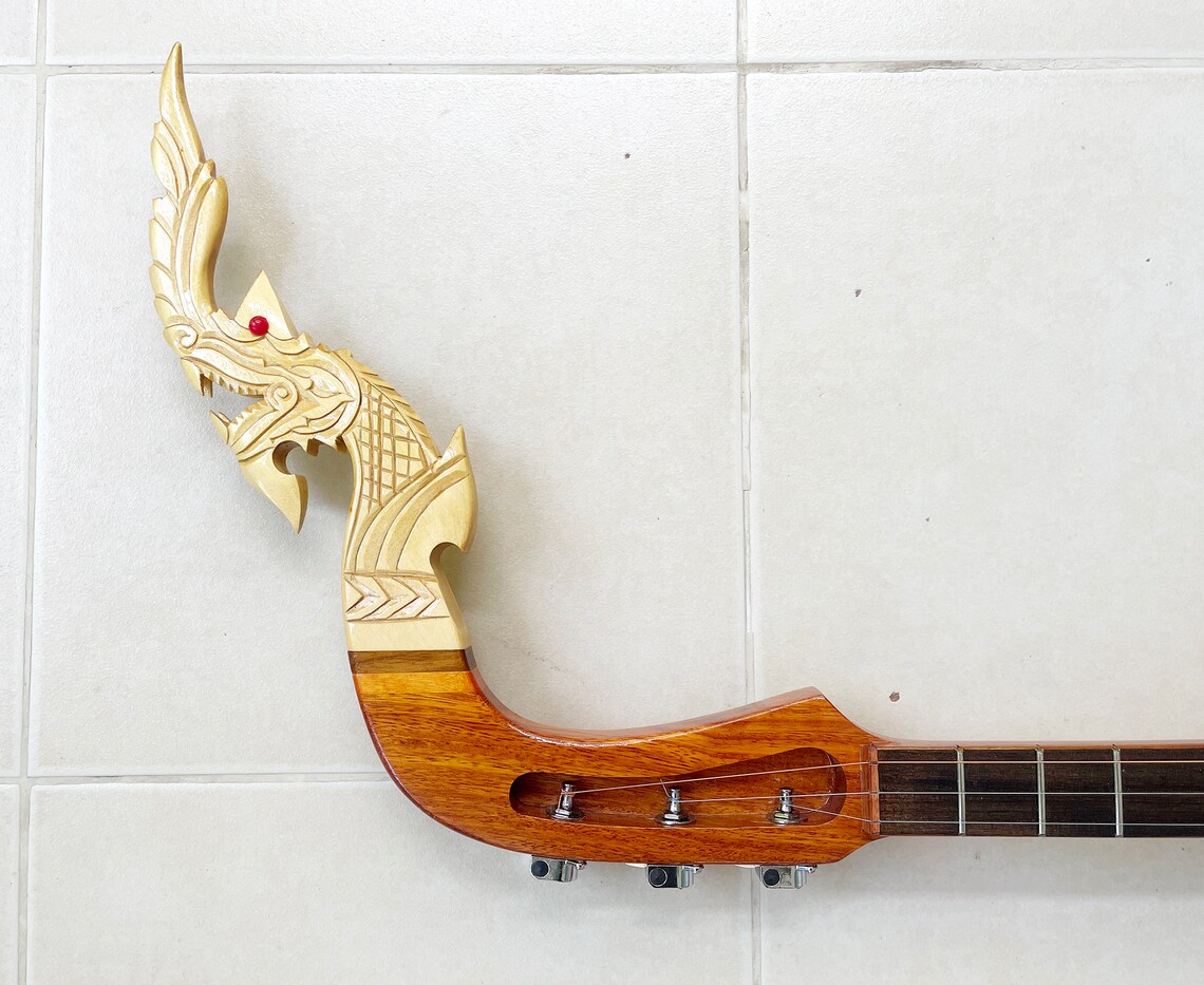 Isarn Acoustic Phin 3 Strings LEFT Hand, Thai Lao Guitar Musical ...
