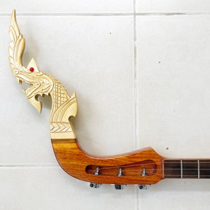 Isarn Acoustic Phin 3 Strings LEFT Hand, Thai Lao Guitar Musical ...