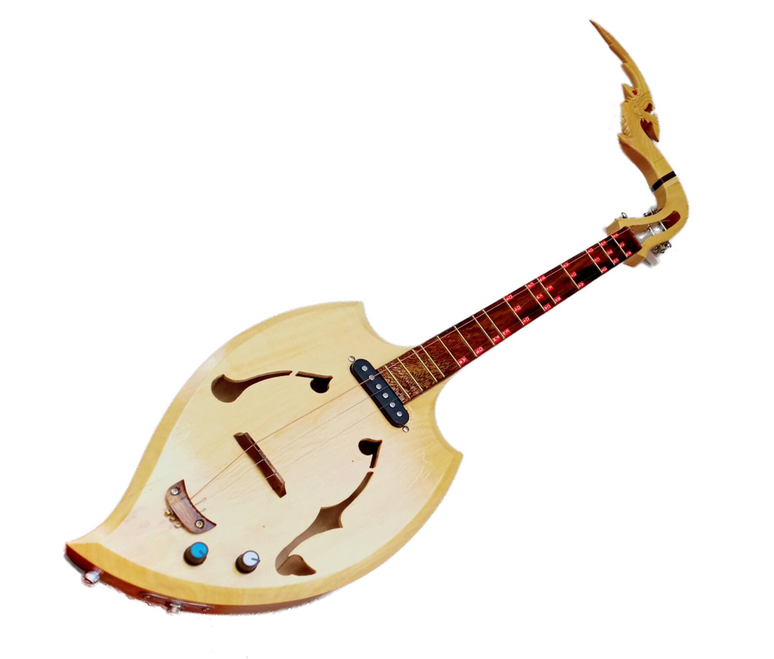 Isarn Acoustic Electric Phin 3 Strings, Thai Lao Guitar Musical ...