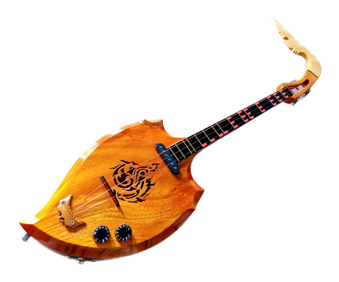 Isarn Acoustic Electric Phin 3 Strings, Thai Lao Guitar Musical ...