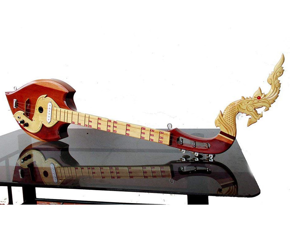 Isarn Acoustic Electric Phin 3 Strings, Thai Lao Guitar Musical ...