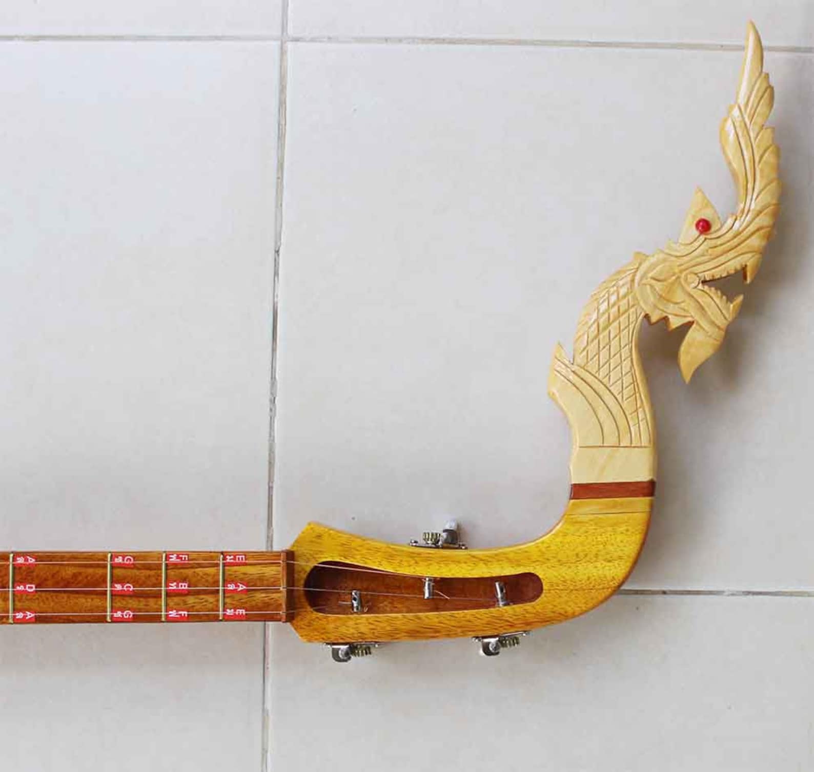 Isarn Acoustic Phin 3 Strings, Thai Lao Guitar Musical Instrument ...