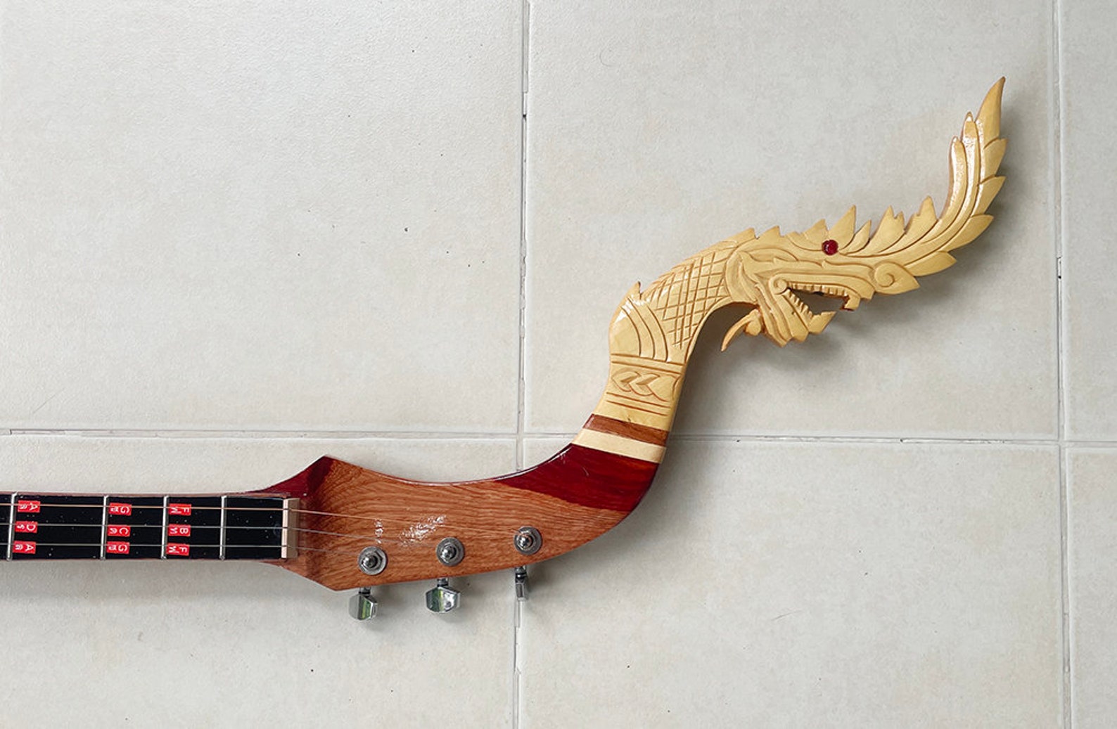 Isarn Electric Phin 3 Strings, Thai Lao Guitar Musical Instrument ...