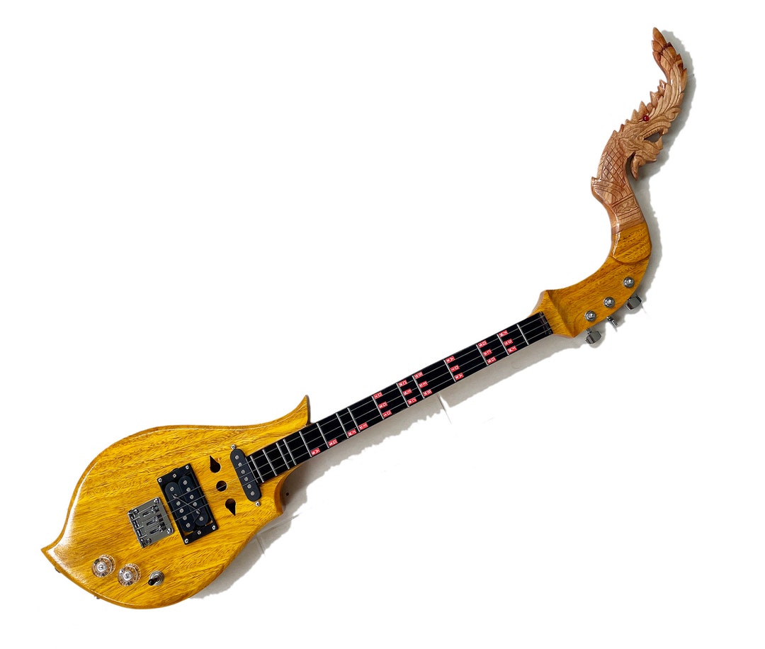 Isarn Acoustic Electric Phin 3 Strings, Thai Lao Guitar Musical ...