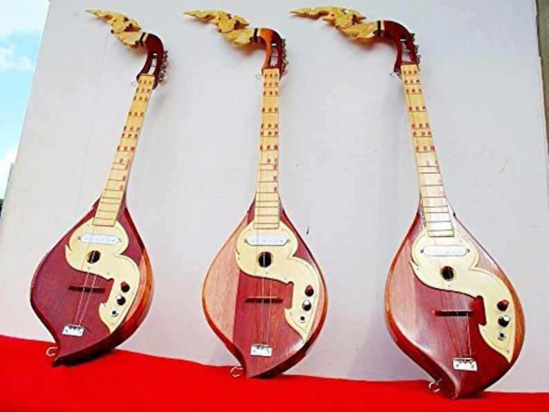 Isarn Acoustic Electric Phin 3 Strings, Thai Lao Guitar Musical ...